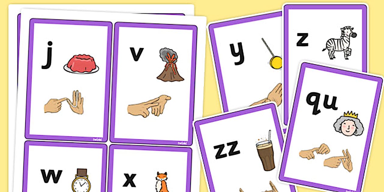 Black and White Phase 3 Sound Flash Cards with British Sign Language