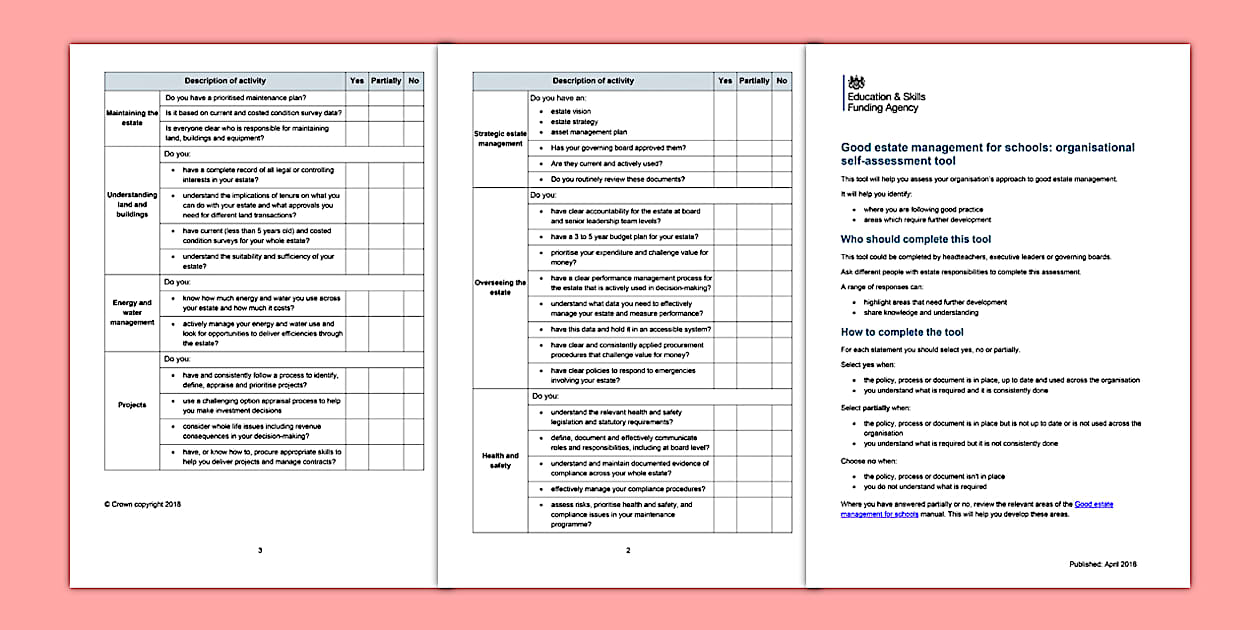 Good Estate Management for Schools: Organisational Self-Assessment Tool DfE