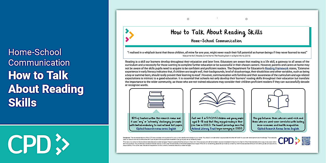 How to Talk About Reading Skills: Home-School Communication