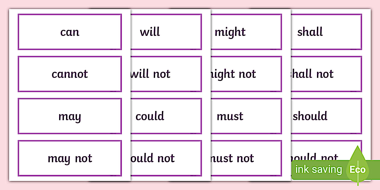 Modal Verbs Word Cards