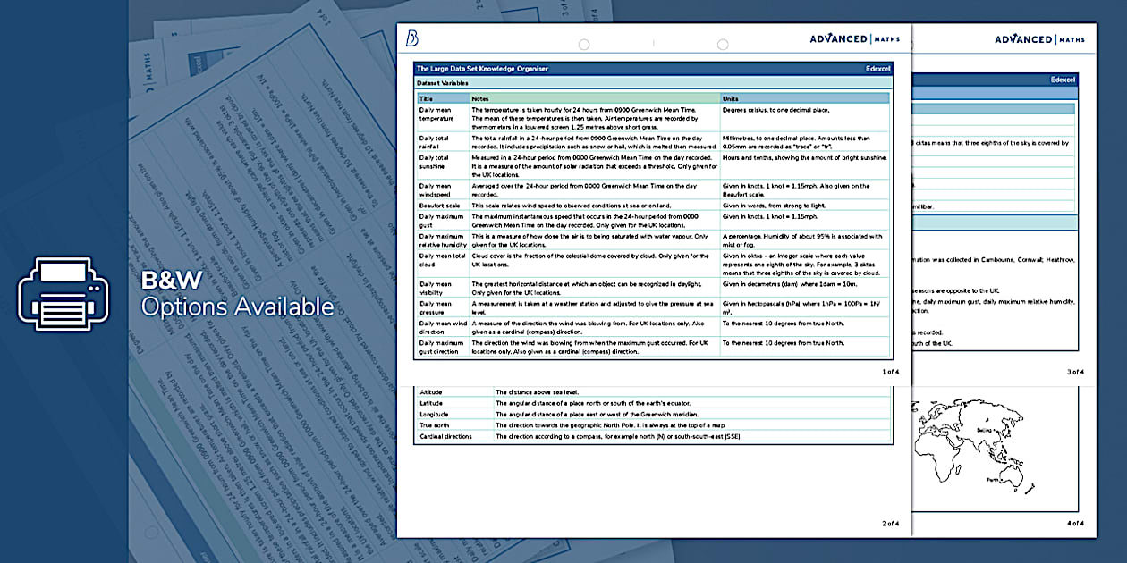 👉 Edexcel Large Data Set Knowledge Organiser | KS5 Maths