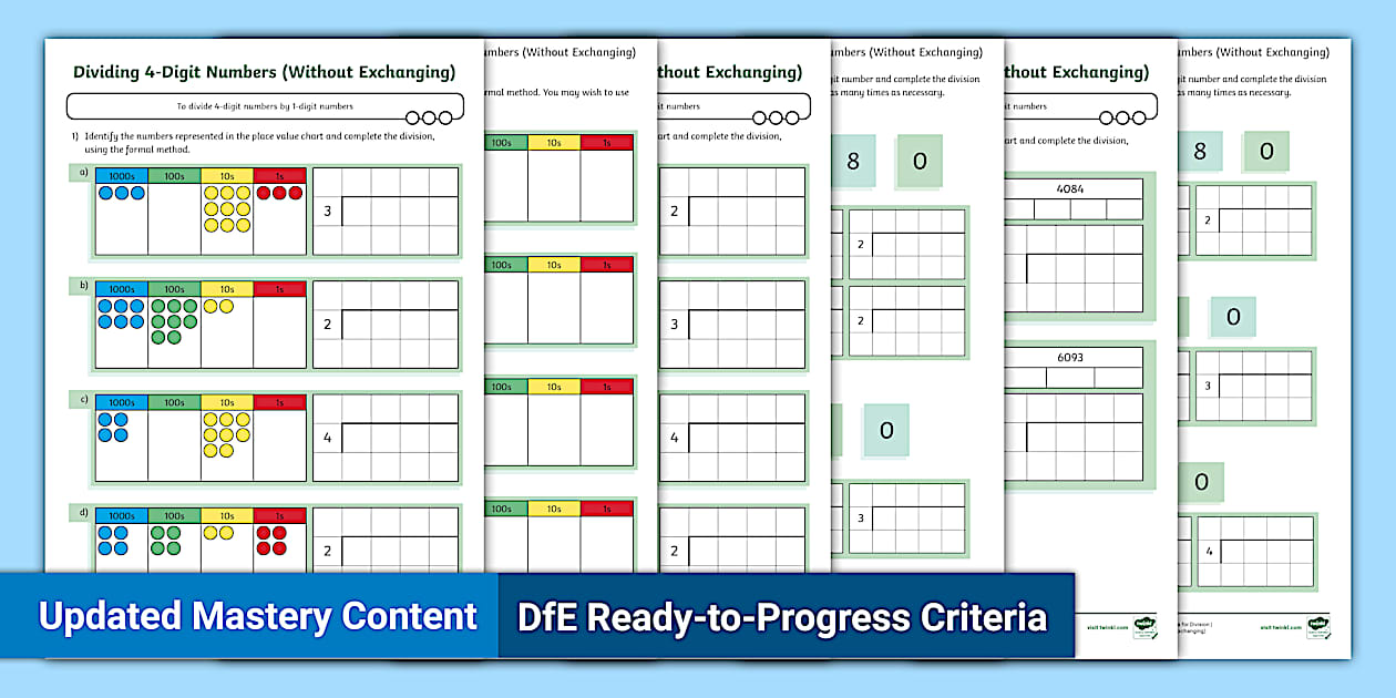 👉 Y5 Divide 4 Digits by 1 Digit (without exchanging) Differentiated ...