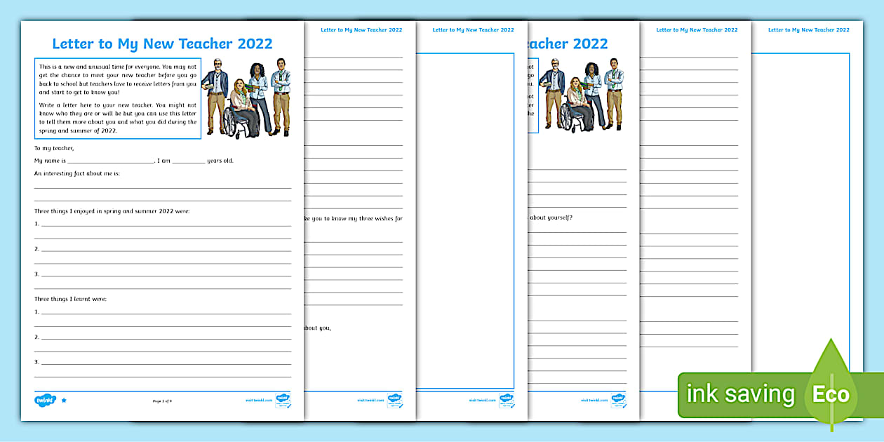 Letter to My New Teacher 2022 (teacher made) - Twinkl