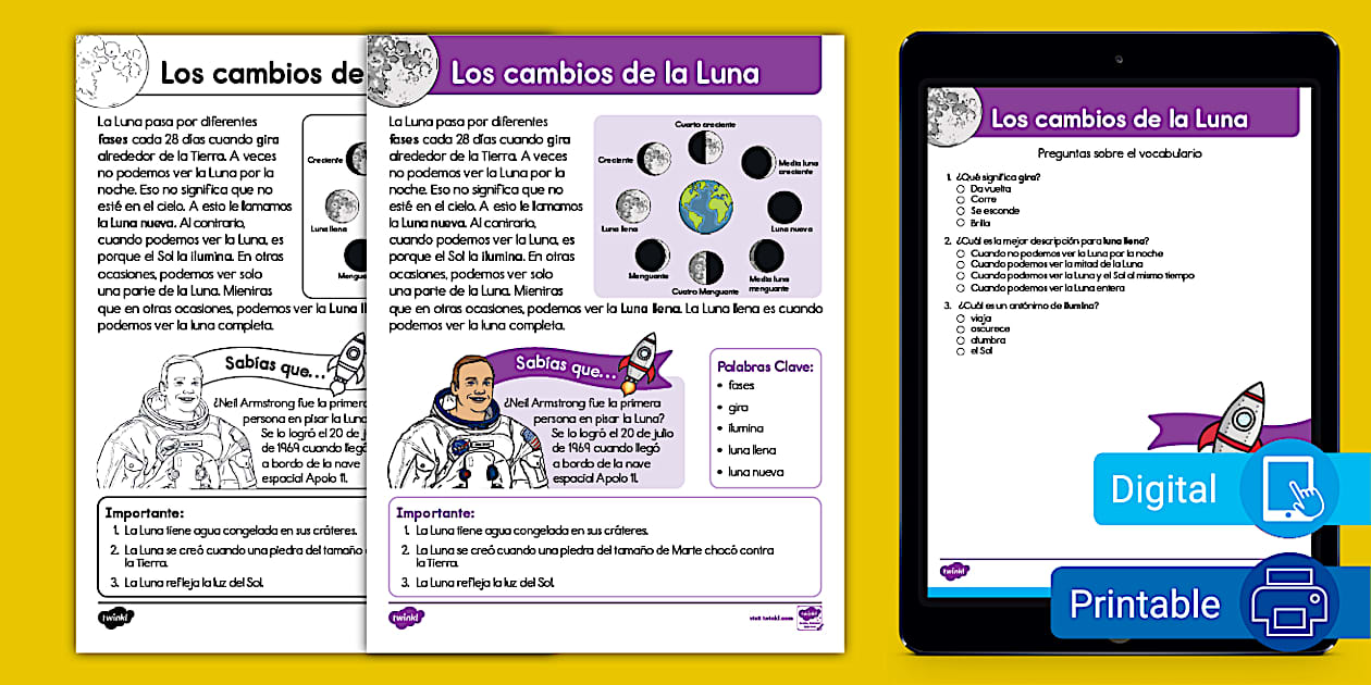 Vocabulario sobre los cambios de la luna | Twinkl USA