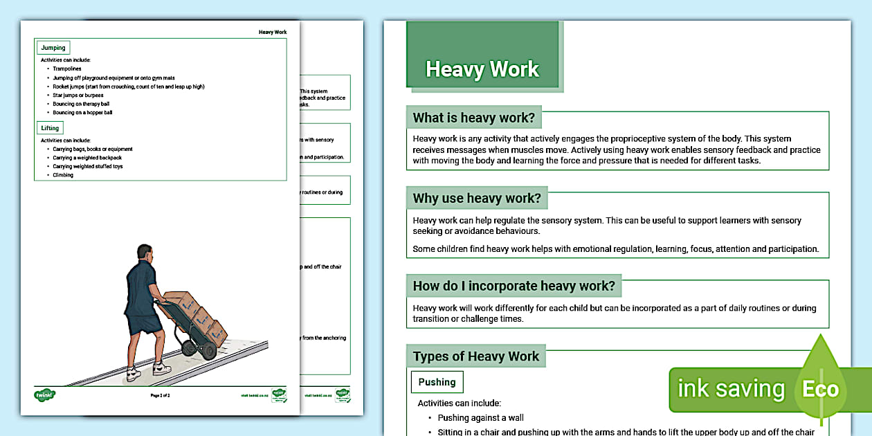 Heavy Work Information Sheet