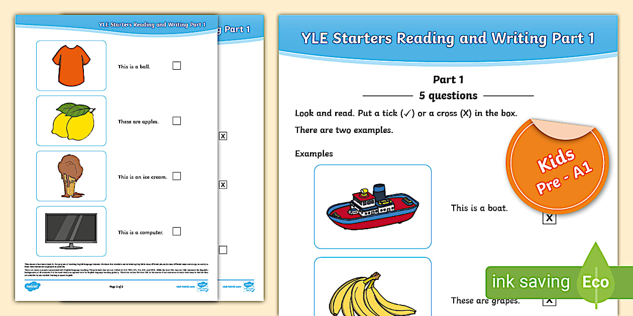 YLE Starters Reading and Writing Part 1 Practice Sheet (2)