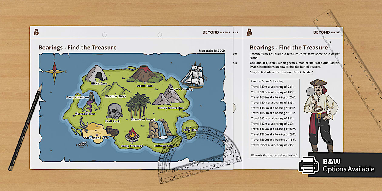 👉 Treasure Map: Fun Bearings Activity | KS3 Geometry