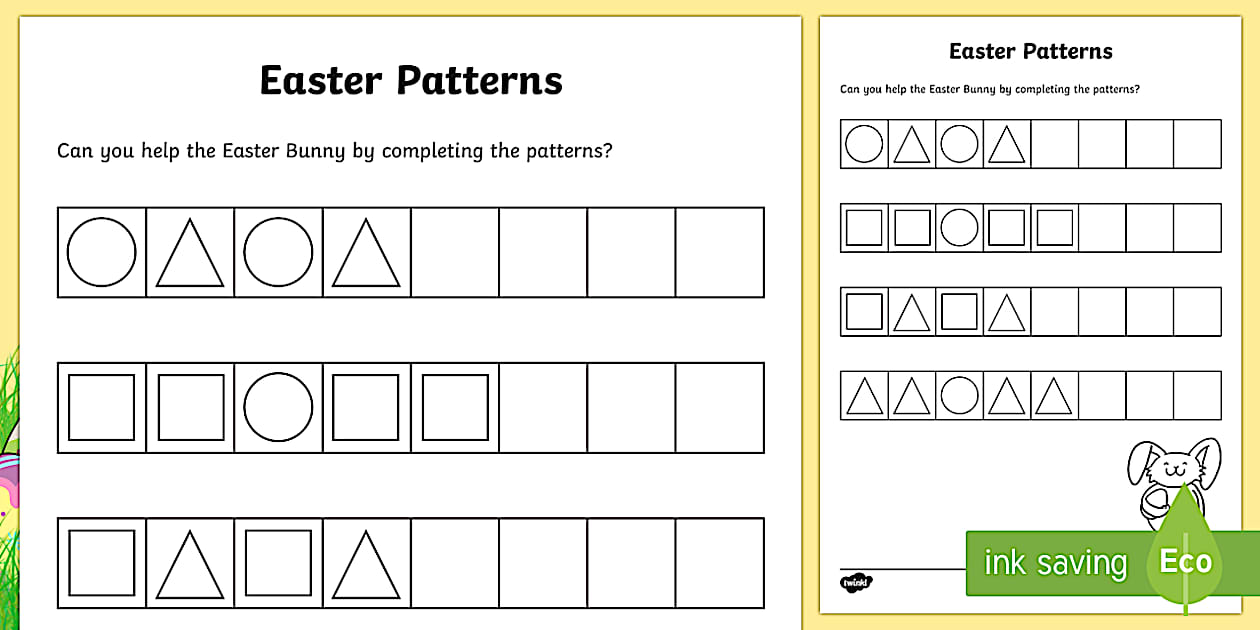 Easter Repeating Patterns Worksheet / Worksheet - Twinkl