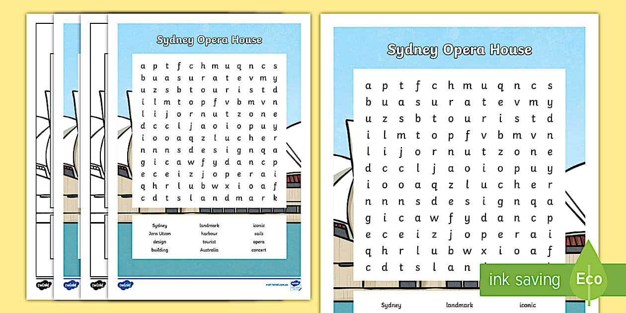VIC Sydney Opera House Word Search (teacher made) - Twinkl