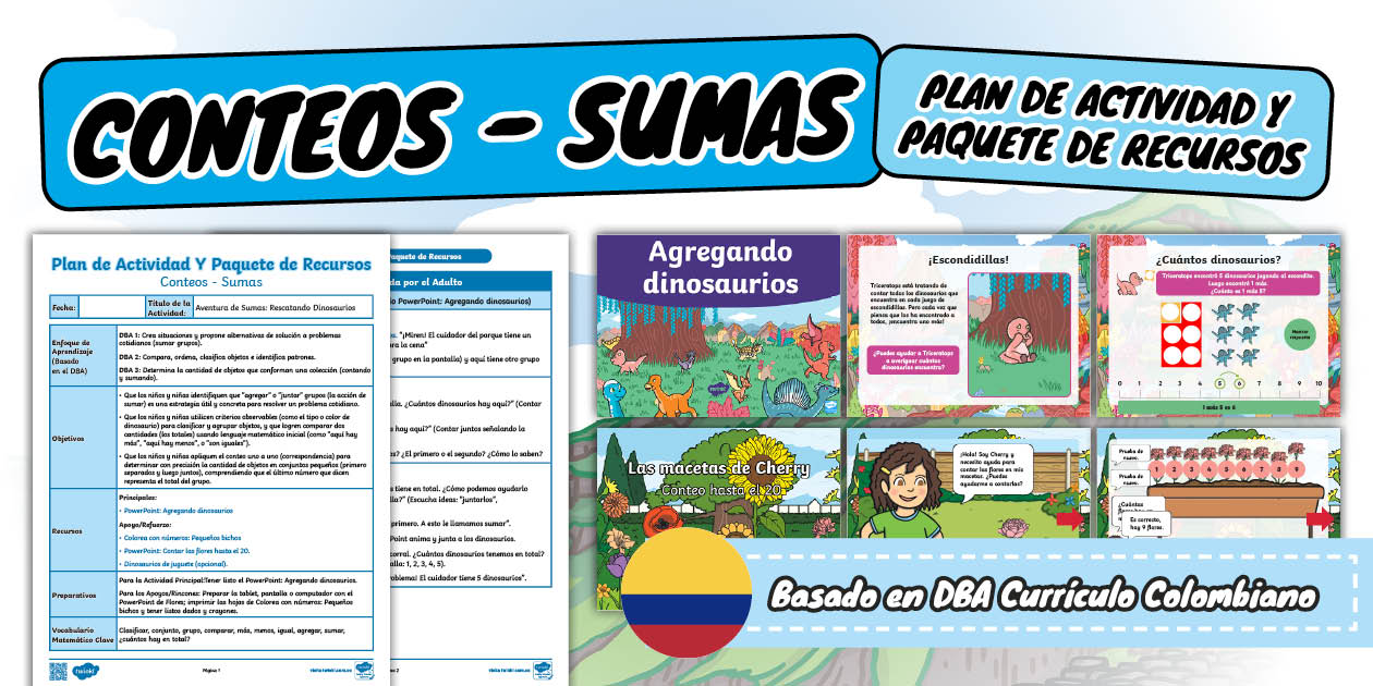 Paquete de lecciones: Conteos - Sumas - Twinkl Colombia