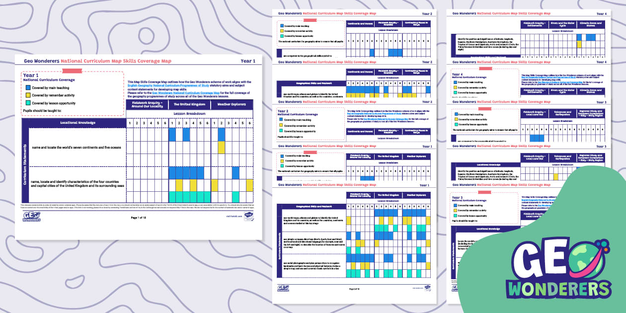 Geo Wonderers National Curriculum Map Skills Coverage Map