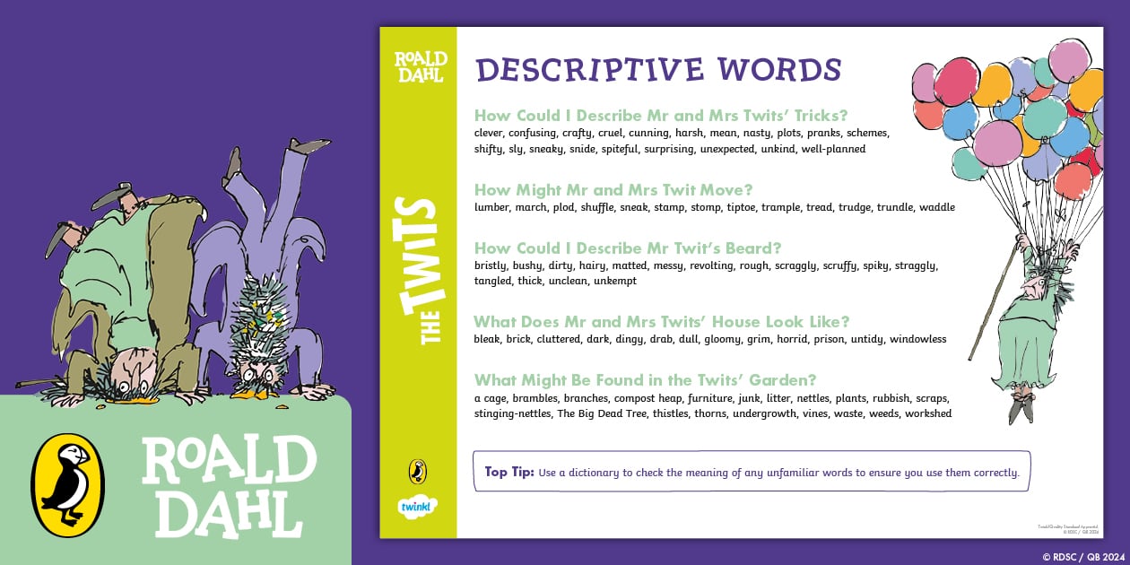 FREE! - The Twits: Descriptive Word Mat - Twinkl