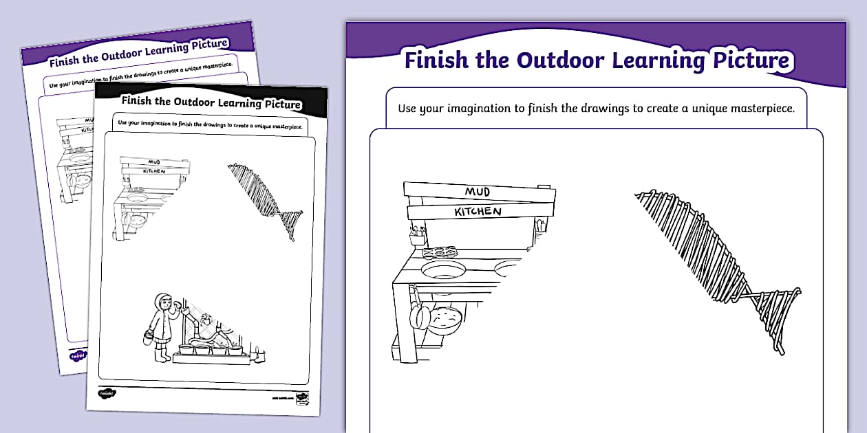 Finish the Outdoor Learning Picture Worksheet (Teacher-Made)