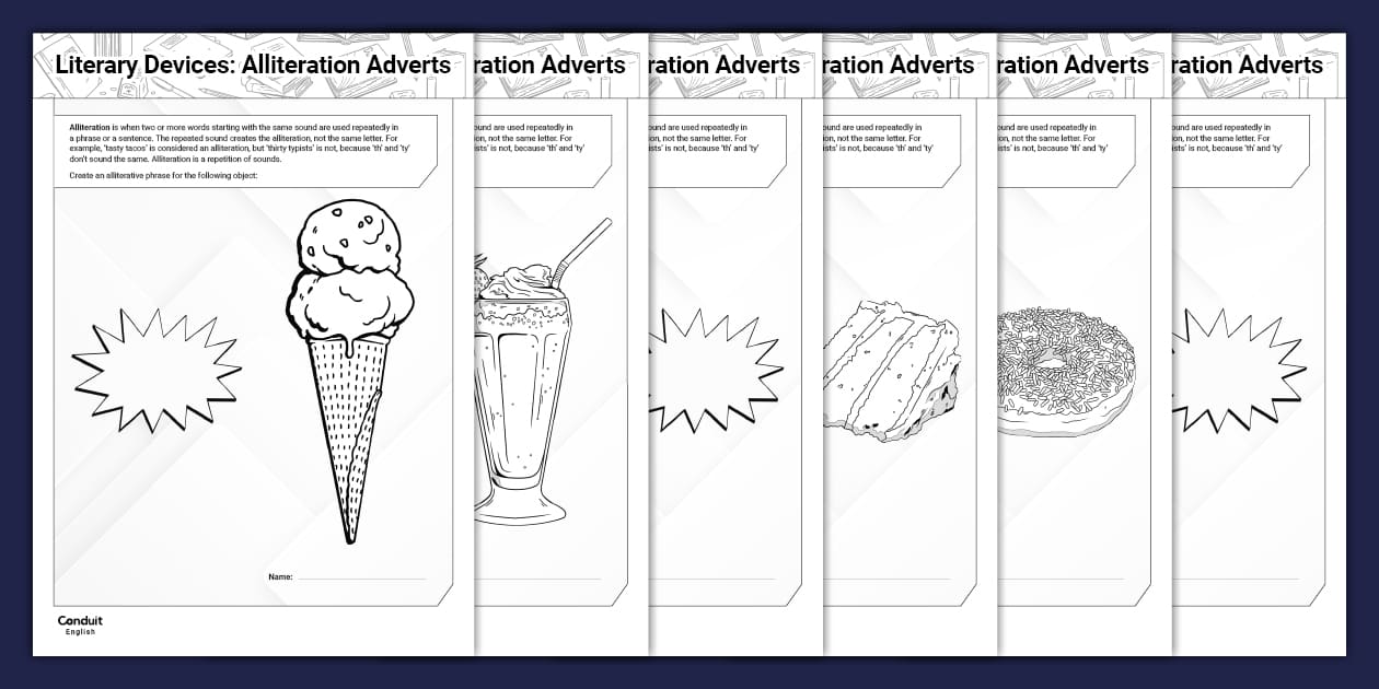 Literary Devices: Alliterative Adverts (Teacher-Made)