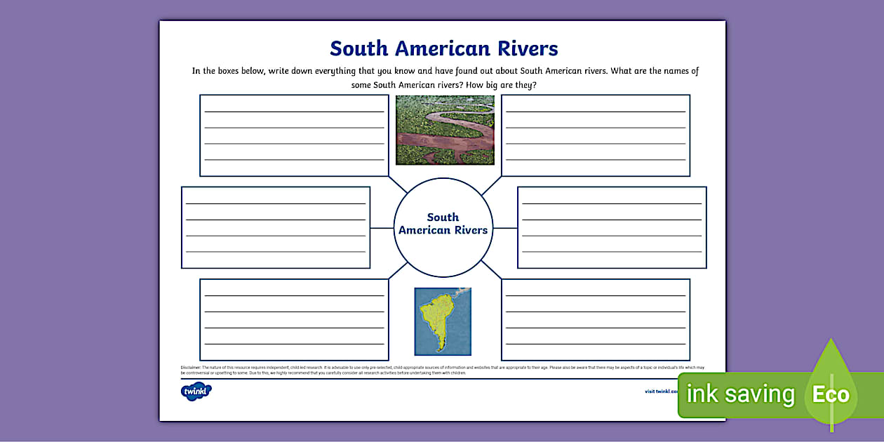 South American Rivers Blank Mind Map (teacher made) - Twinkl