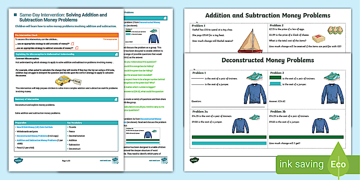 👉 Y4 Maths Intervention: Addition & Subtraction Money Problems