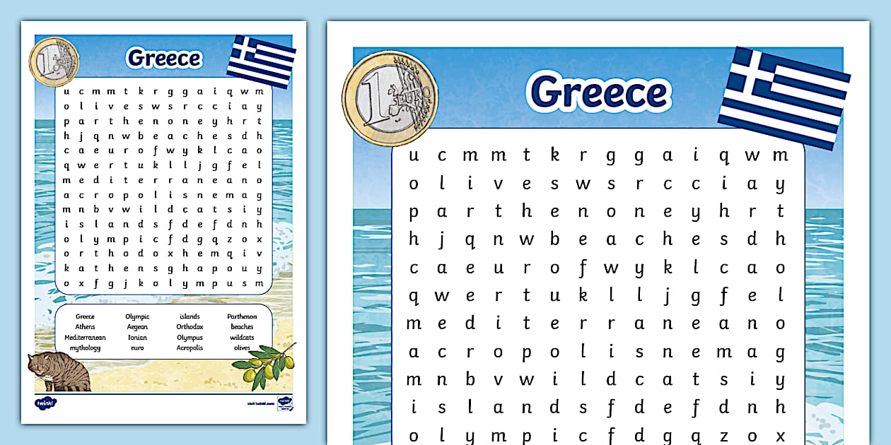 KS2 Greece Word Search - Geography (teacher made) - Twinkl