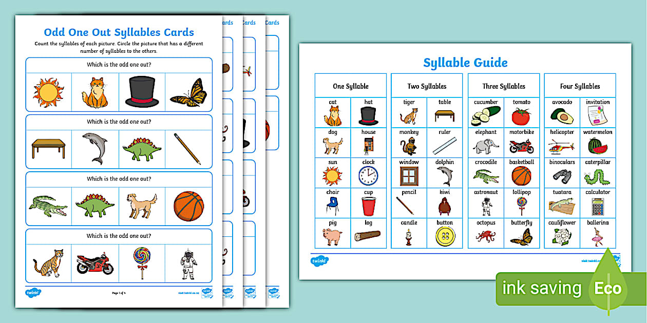 Odd One Out Syllables Cards (teacher made) - Twinkl