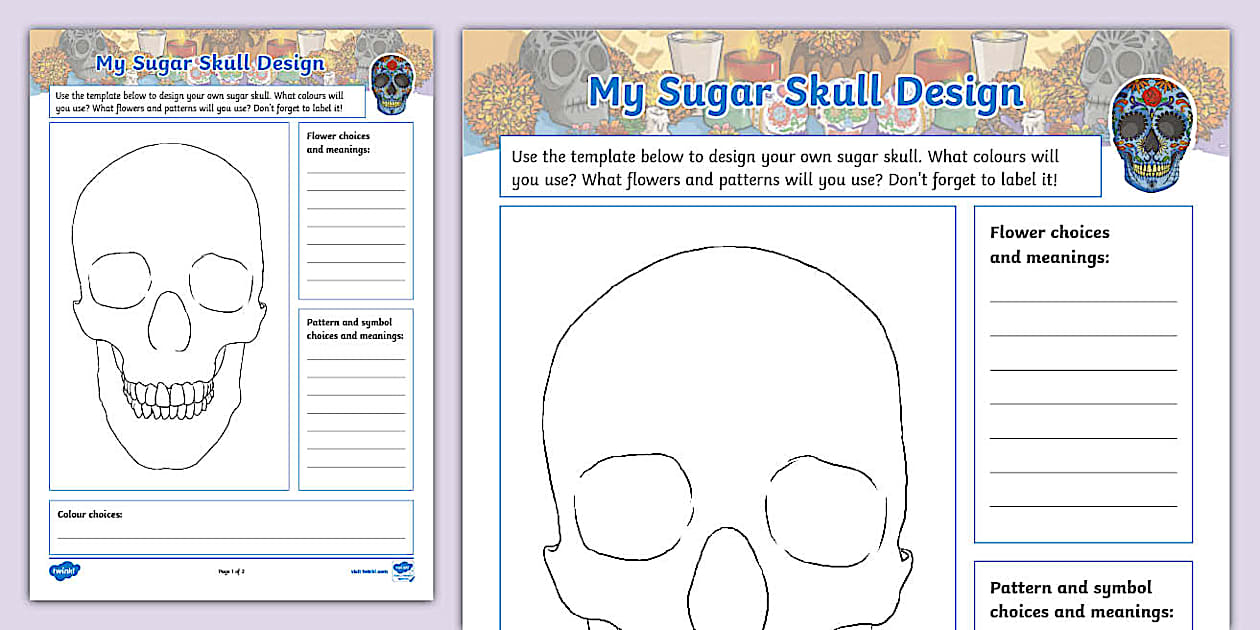 Design a Sugar Skull Worksheet (teacher made) - Twinkl