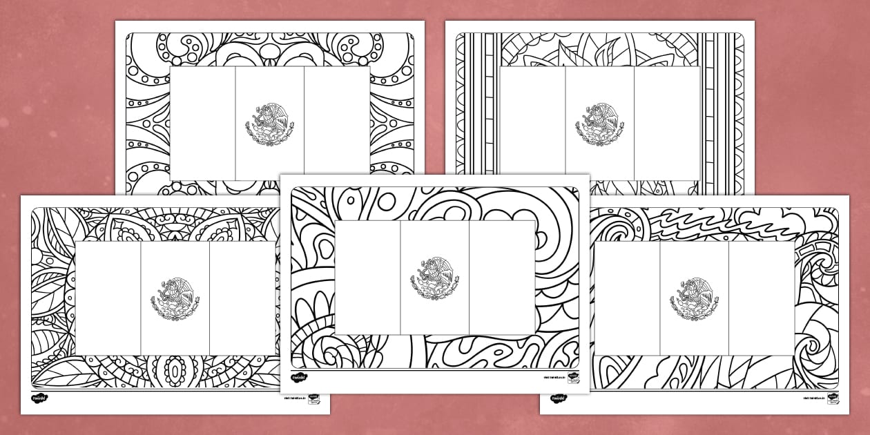 Mexico Flag Mindfulness Colouring Sheets - Twinkl