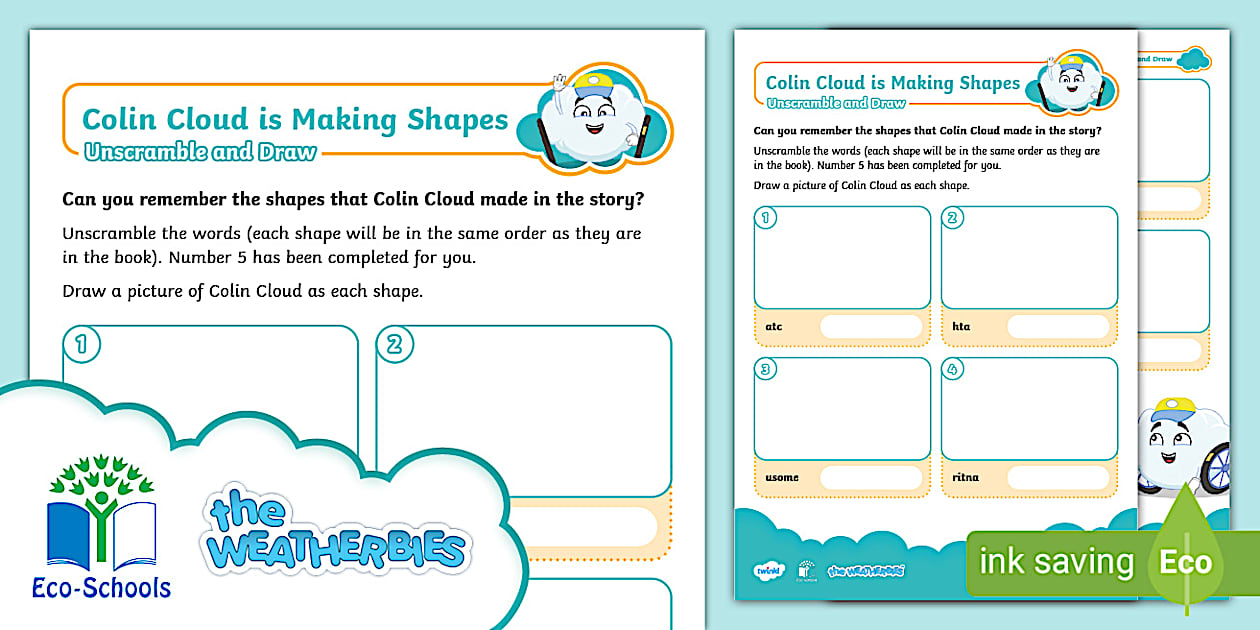 FREE! - The Weatherbies Colin Cloud is Making Shapes Unscramble Draw ...