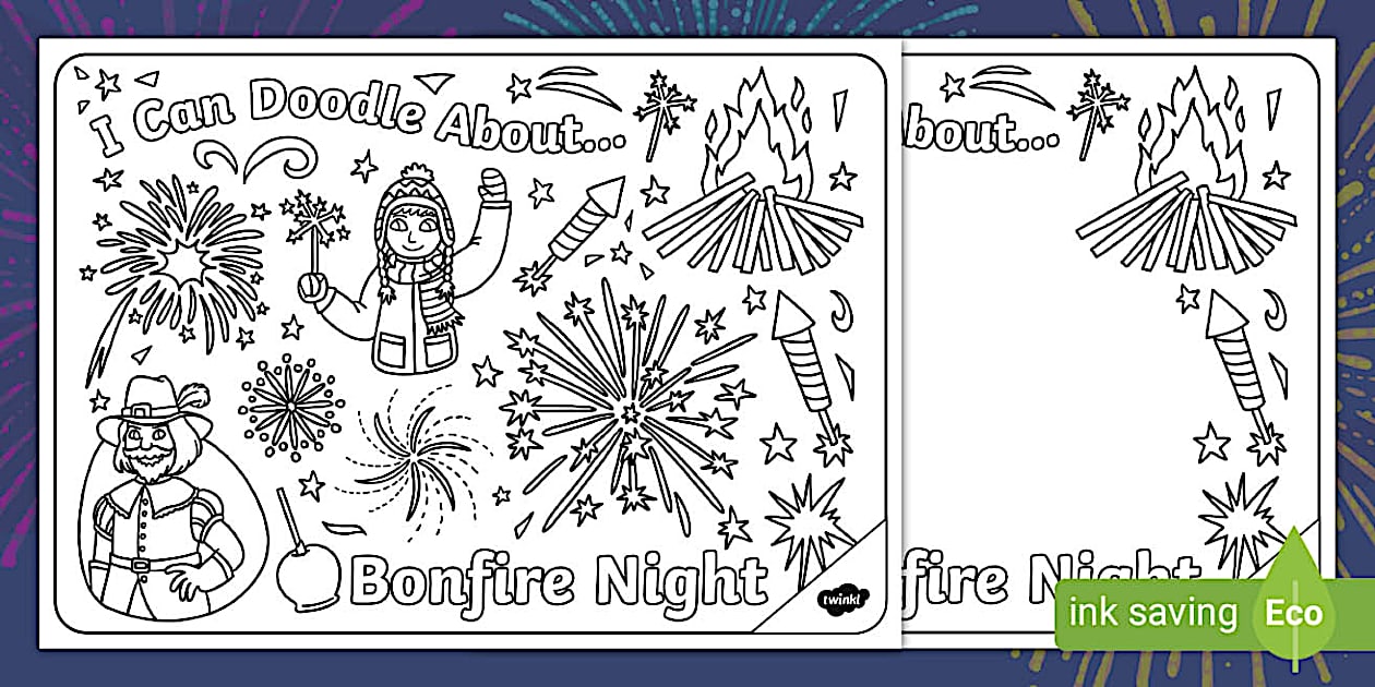 I Can Doodle About Bonfire Night Colouring Pages - Twinkl
