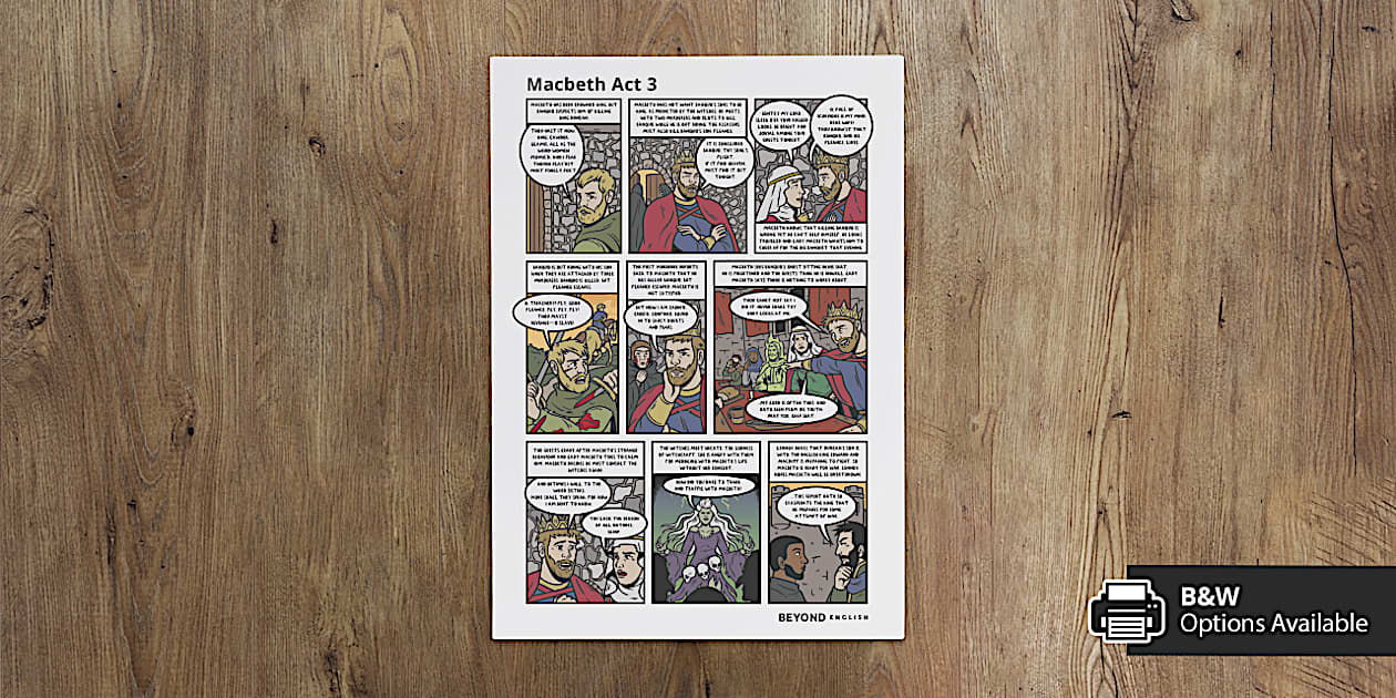 Macbeth Act 3 Summary Comic Strip (teacher made) - Twinkl