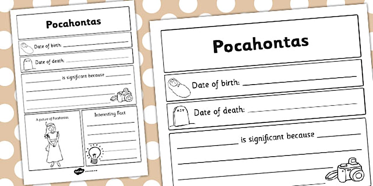 Pocahontas Significant Individual Writing Frame - writing frame