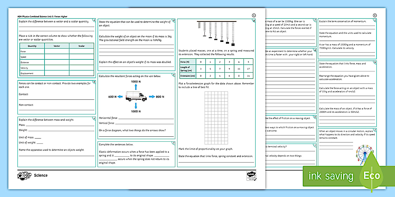 AQA Physics (Combined) Forces Higher Revision Mat | Beyond
