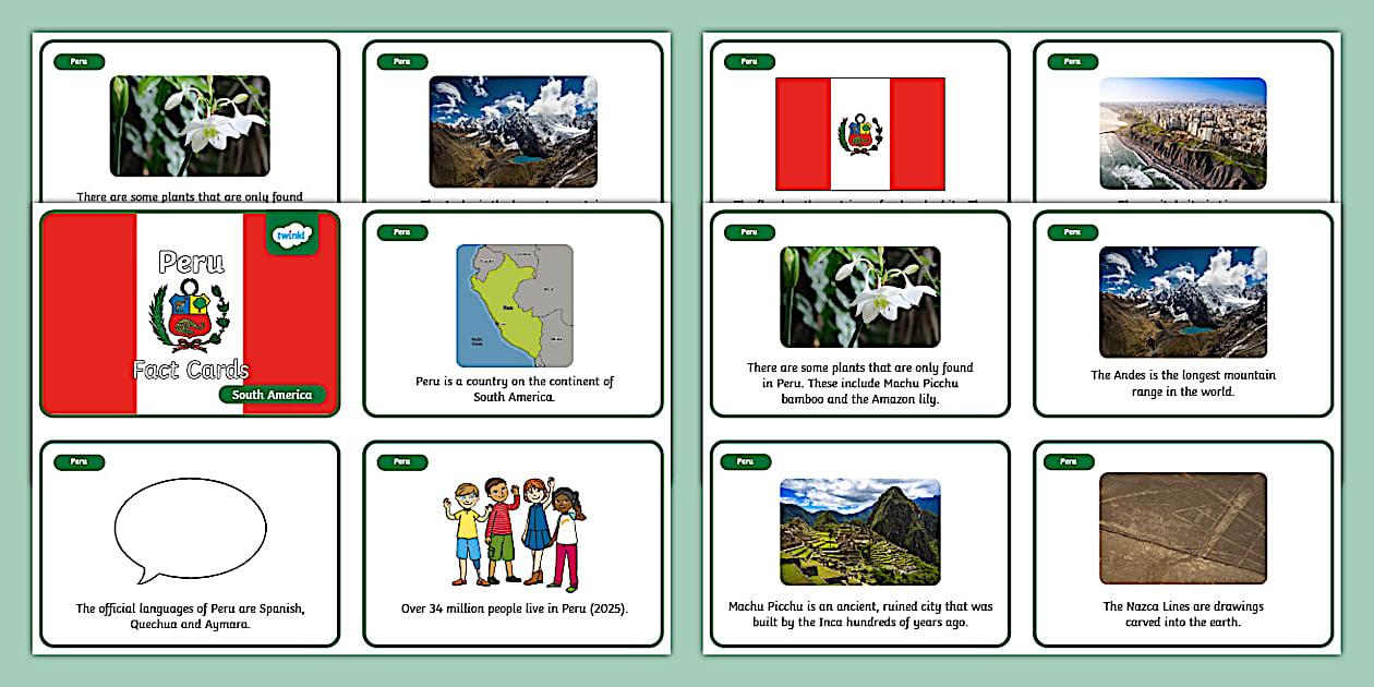 KS1 Peru Fact Cards - Twinkl