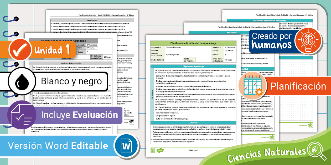 Planificación | Unidad 1 | Ciencias | 8º Básico | Nutrición
