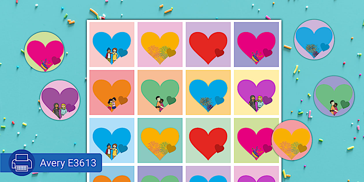 Valentines Day - Colourful Love Hearts Stickers - Twinkl