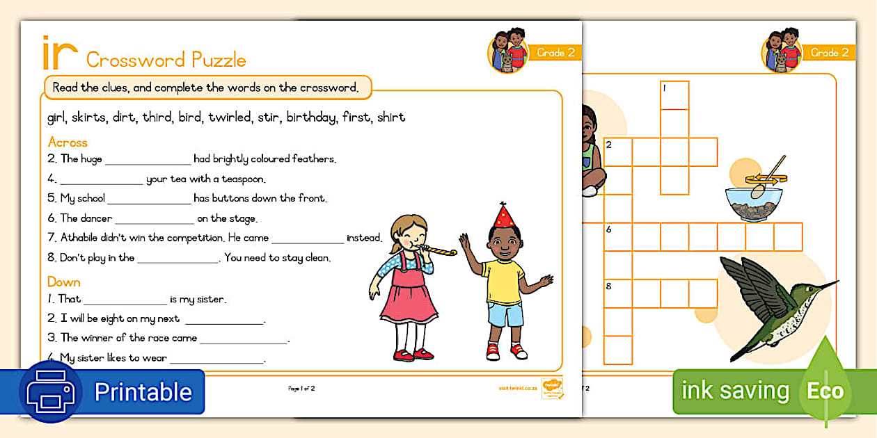 Grade 2 Phonics Crossword Puzzle ir (teacher made) - Twinkl