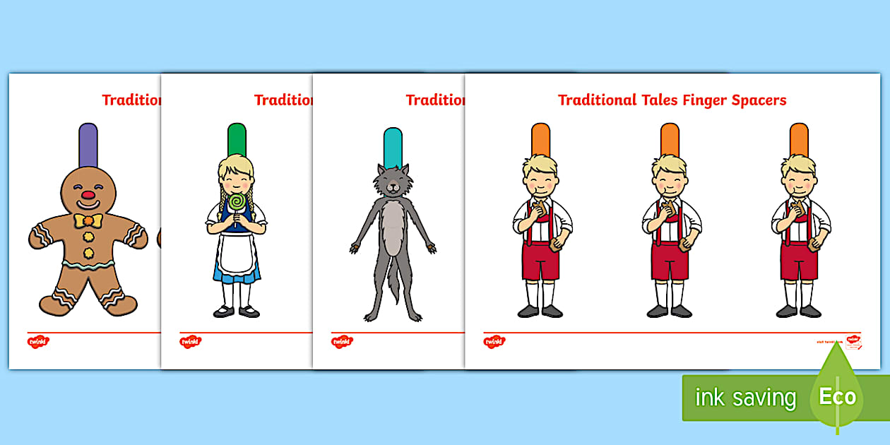 Traditional Tales Writing Finger Spacer Cut Outs - Twinkl