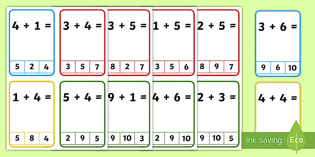 Peg Card Sums Within 10 (Teacher-Made) - Twinkl