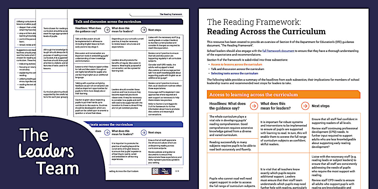 The Reading Framework: Reading Across the Curriculum