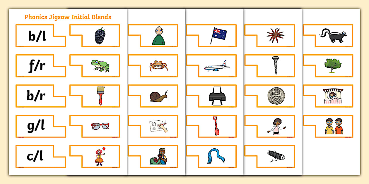 Initial Blends Phonics Jigsaw Activity (teacher made)