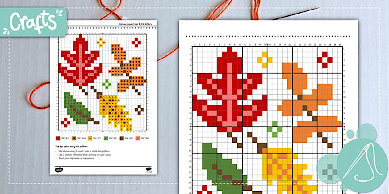 Frunze de toamnă – Șablon pentru brodat - Twinkl