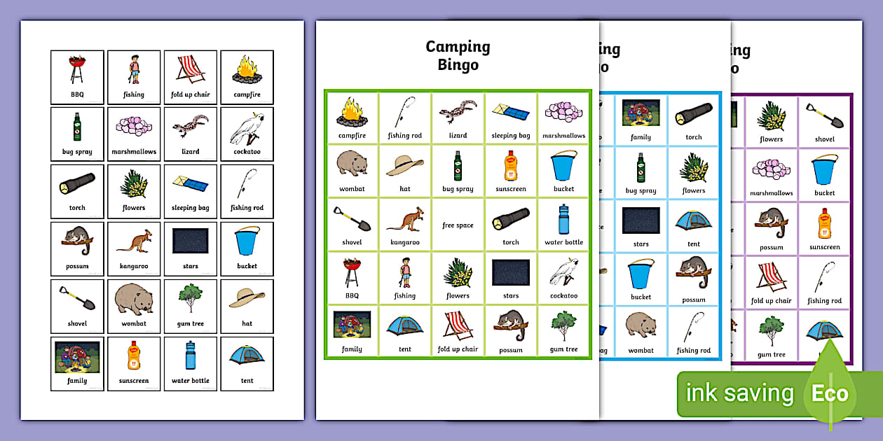 Australian Camping Bingo