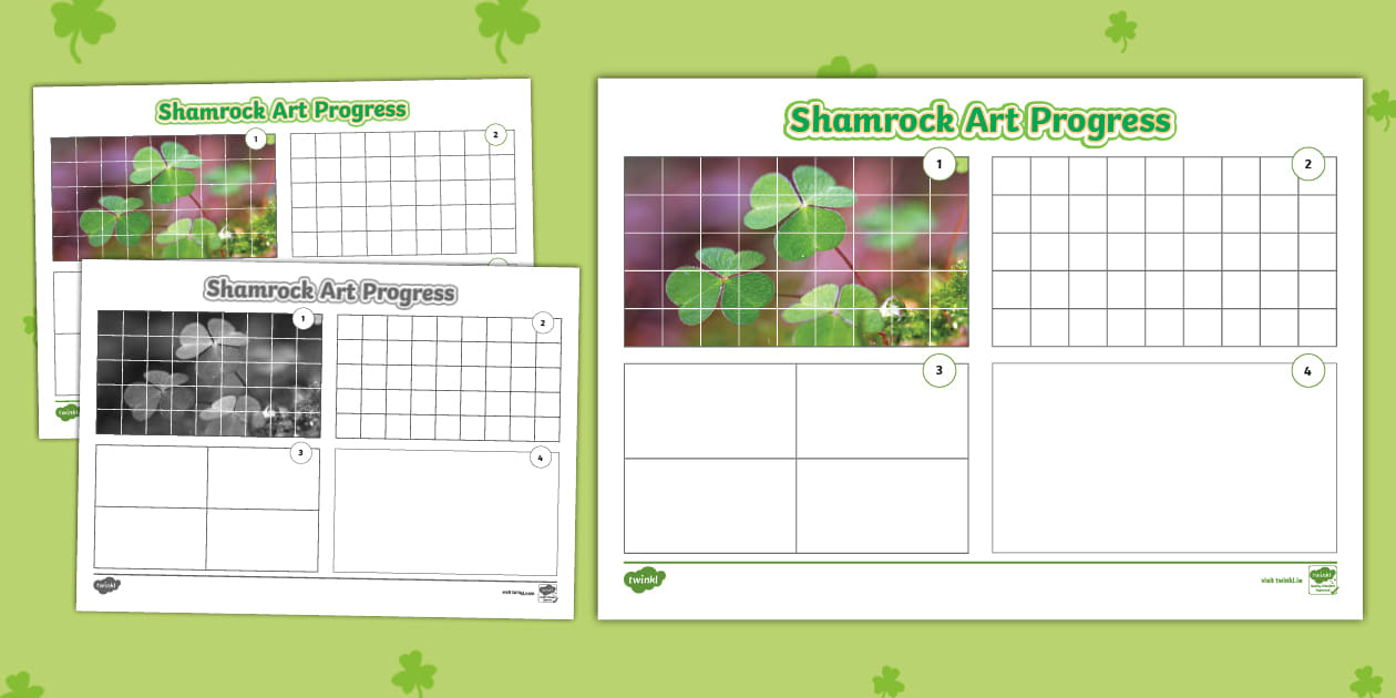 Shamrock Art Progress Template (teacher made) - Twinkl