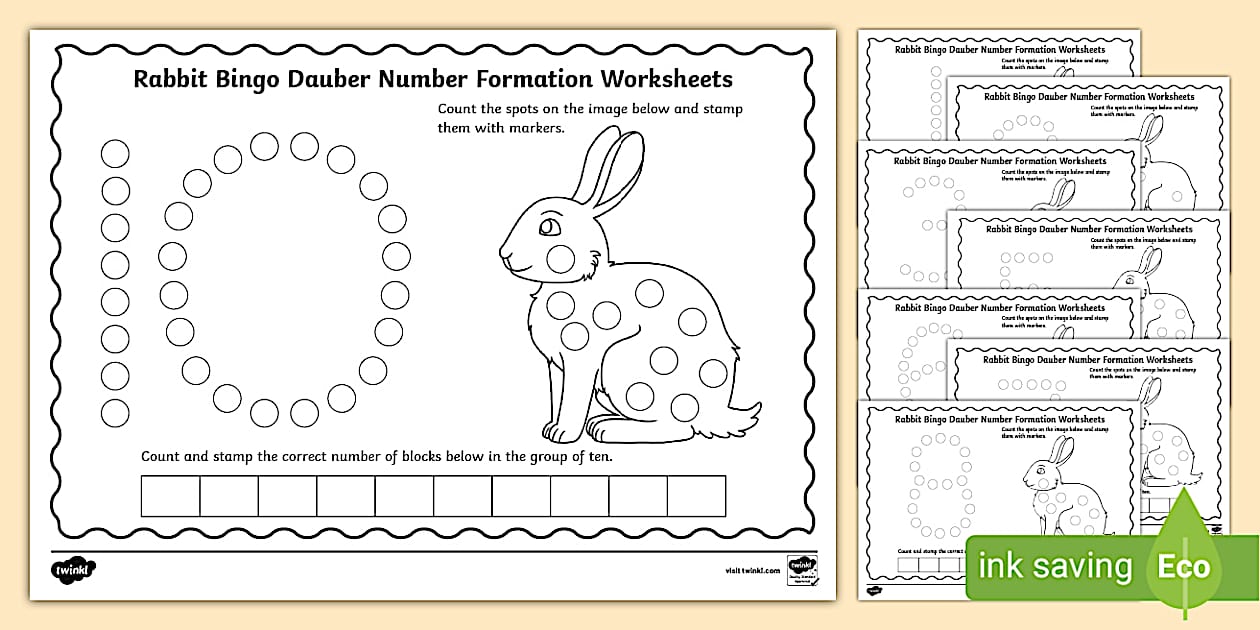 Rabbit Bingo Dauber Worksheets | Number Formation | Twinkl