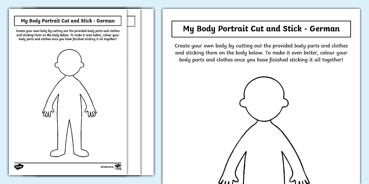 My Body Portrait Cut and Stick - German Activity Sheet