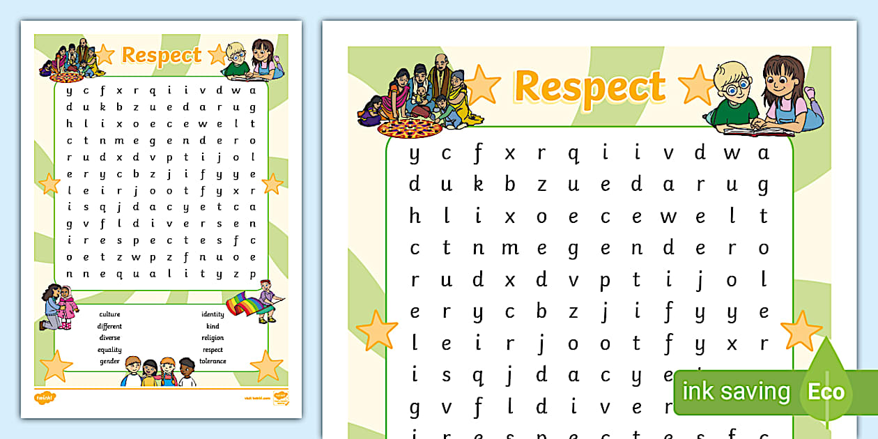 Respect Word Search, Respect Keywords, Respect - Twinkl