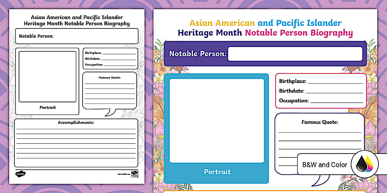 Asian American and Pacific Islander Heritage Biography for 3rd-5th Grade