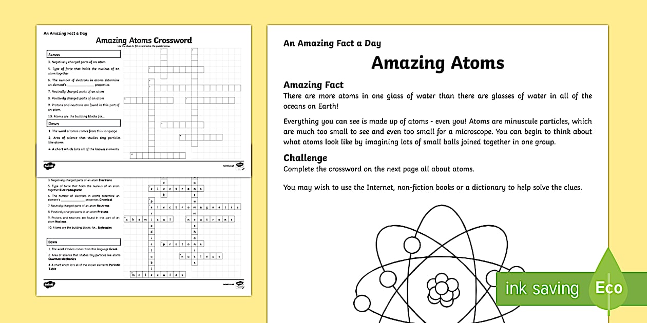 Editable Amazing Atoms Worksheet (teacher made) - Twinkl