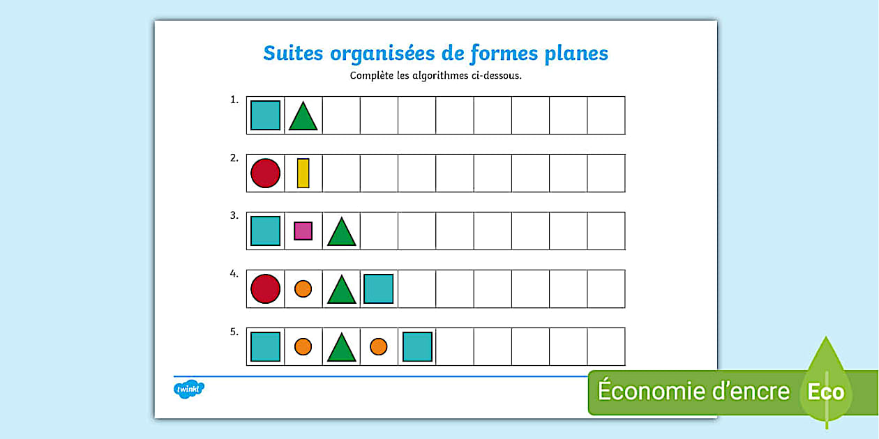 Suites organisées de formes planes (Teacher-Made) - Twinkl