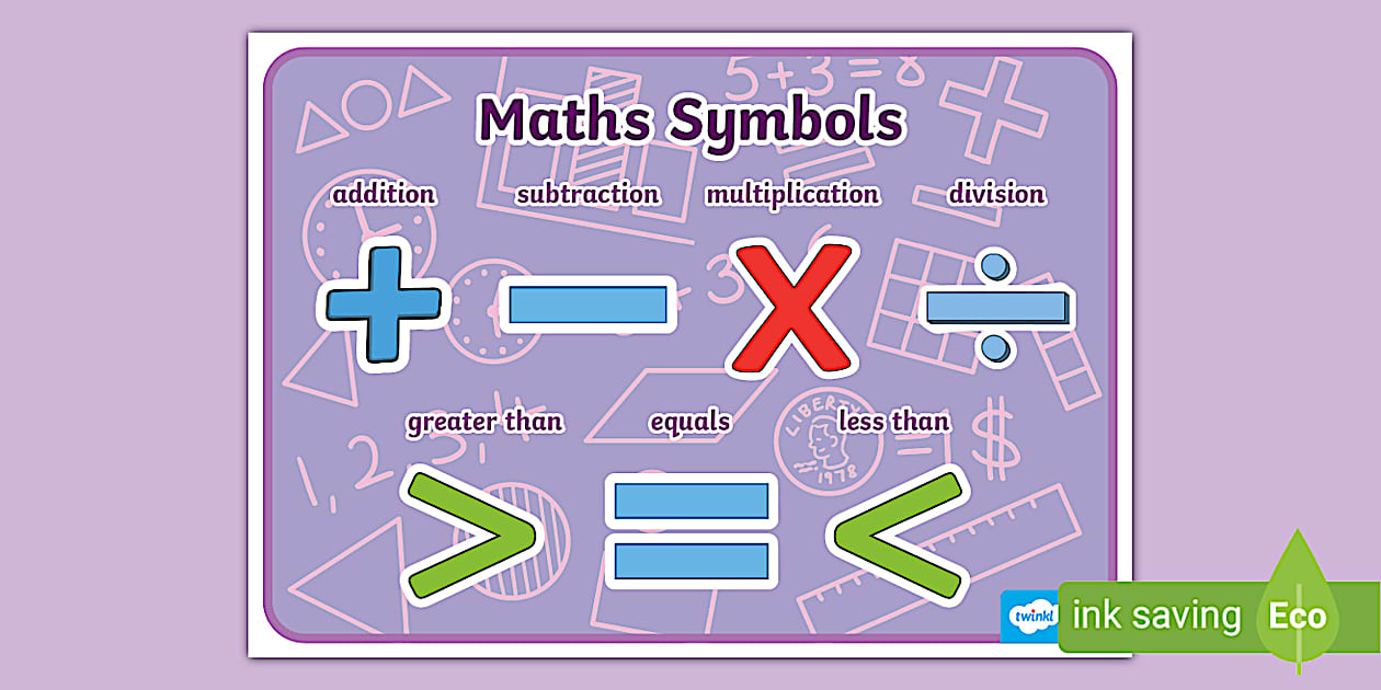 👉 Maths Symbols Word Mat (teacher made) - Twinkl