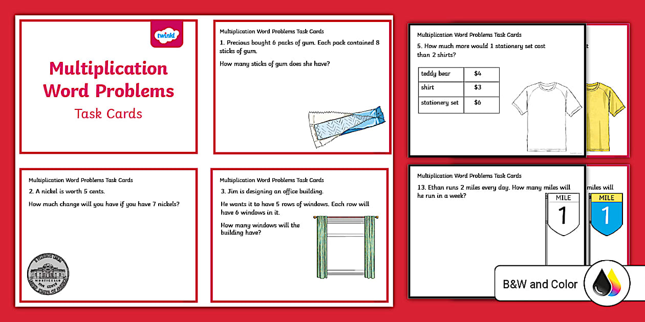 Multiplication Word Problems Task Cards for 3rd-5th Grade
