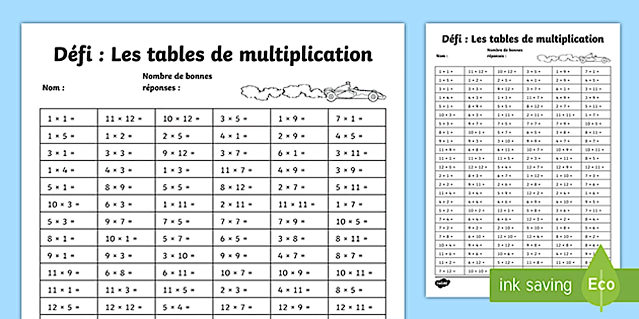 Fiche exercice tables de multiplication - Maths - Twinkl