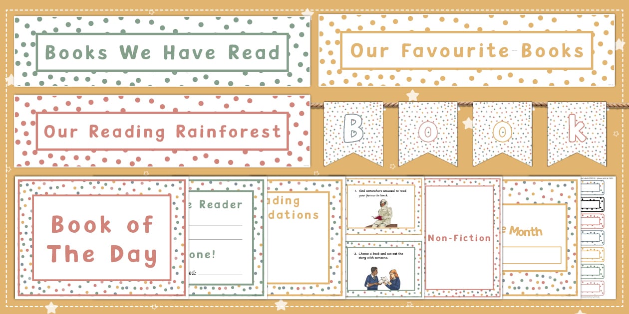 Spotty Boho Reading Area Display Pack (teacher made)